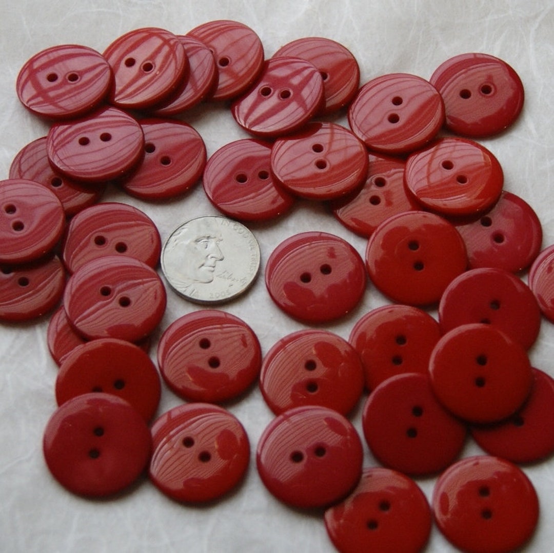 14 Red Buttons, 7/8" Red Buttons, Sewing Crafting, Jewelry, Collect (AB ...