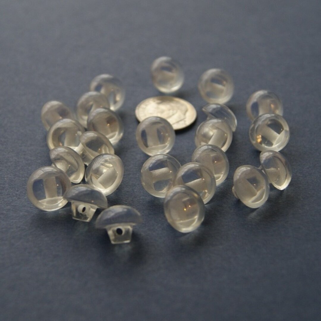 24 Clear Buttons, Ball Bubble Buttons, 7/16" Shank Back Buttons, Sewing ...