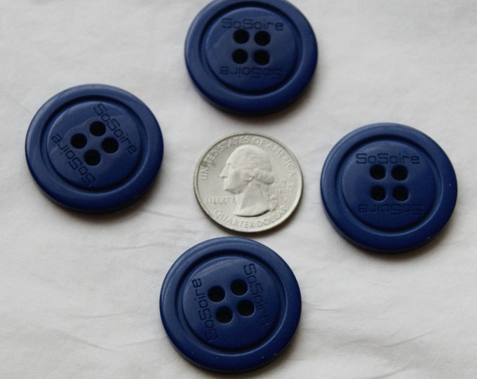 4 Blue Buttons, Dark Blue Large Matching Buttons, 1 1/4", 4 Hole Sewing ...