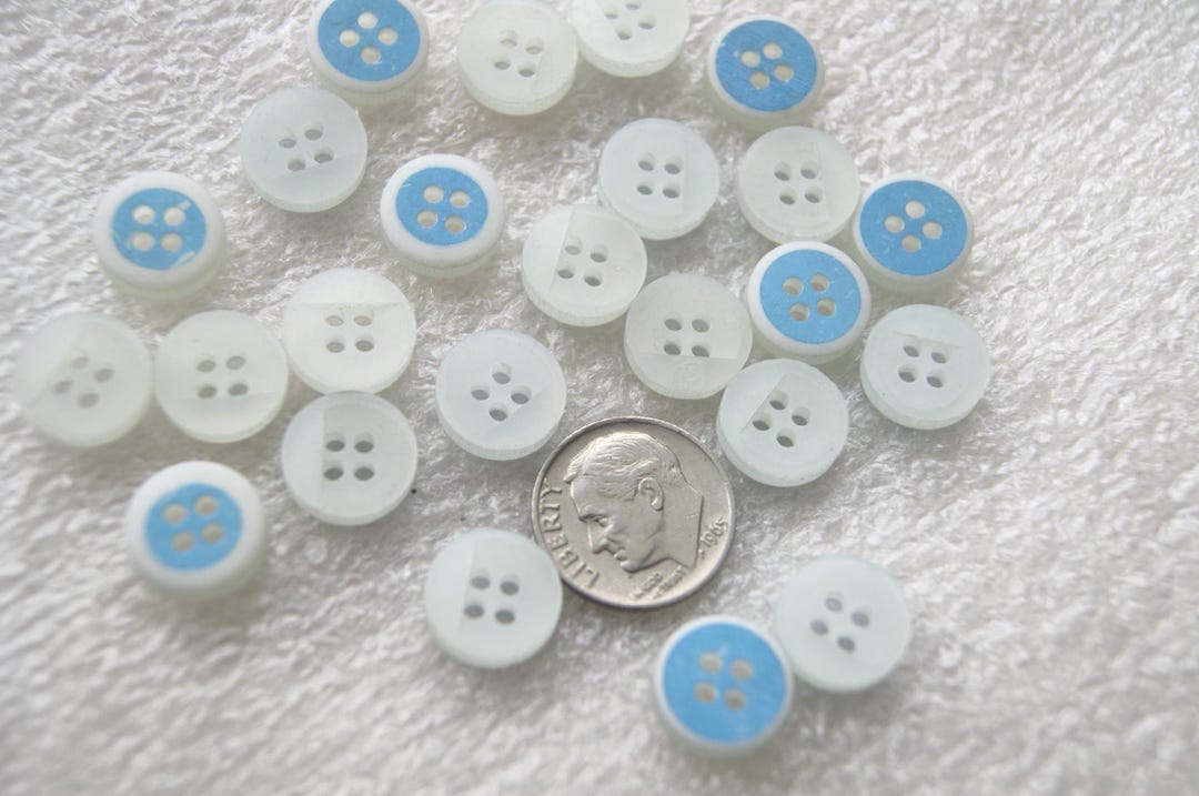 24 White Blue Buttons, 7/16" Buttons, 4 Hole Sewing, (SB 911) - Etsy