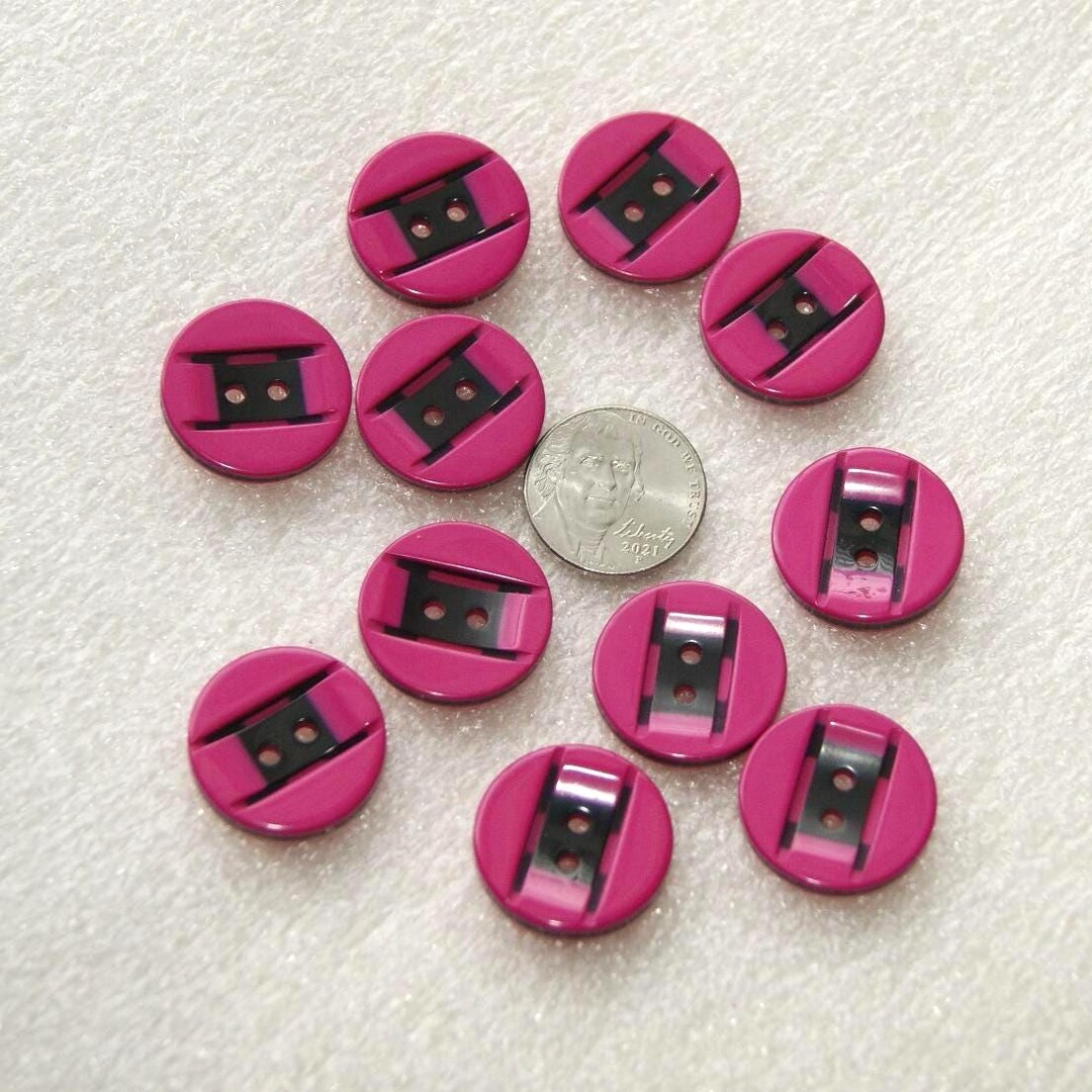 8-10-12 Pink Buttons, 7/8" or 1", 2 Hole Black Tab Design Matching ...