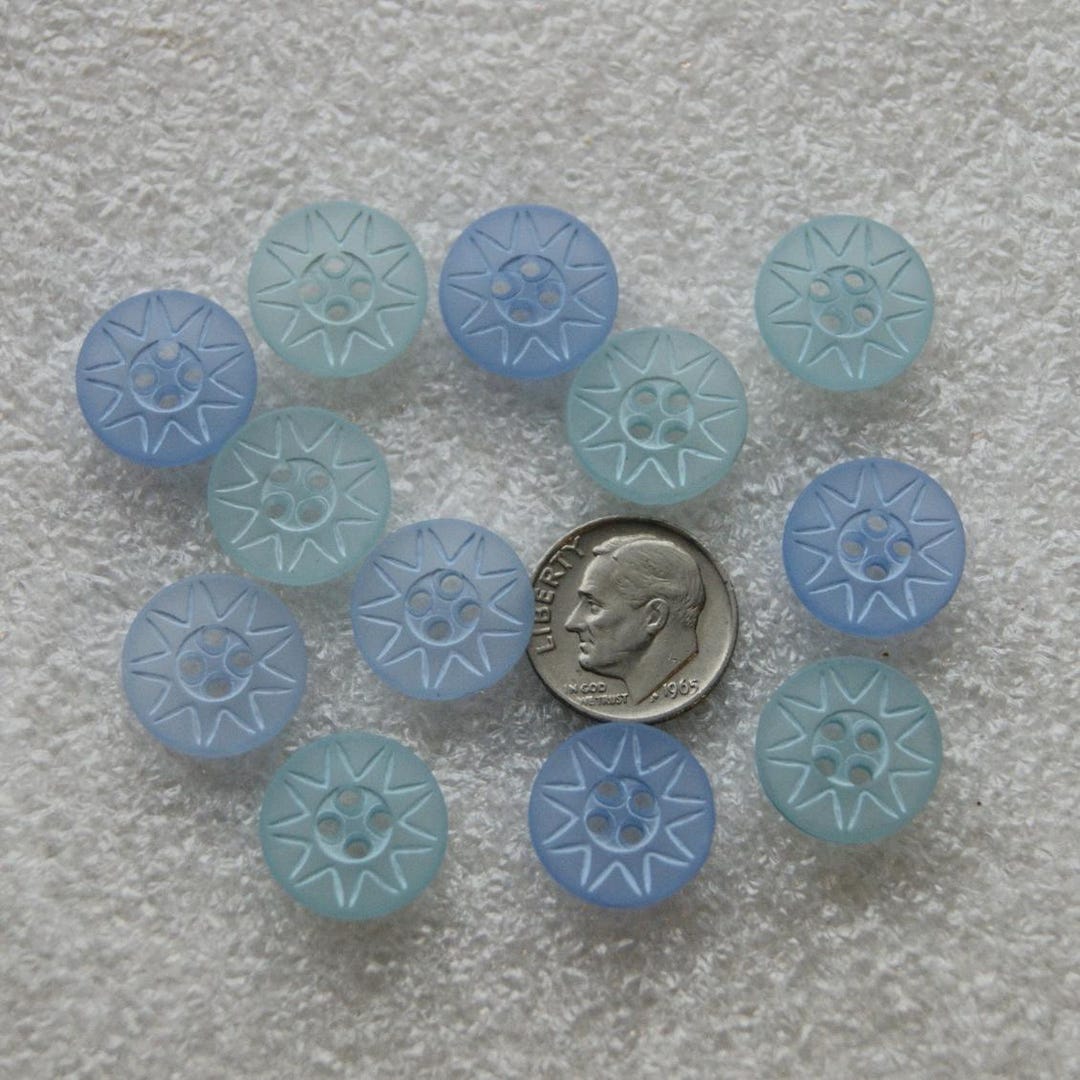 Mix Blue Sunburst Embossed Buttons, 5/8", 4 Hole Matching Buttons (SB ...