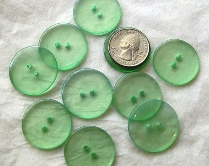 10 Green Buttons, 1 1/8" Clear Green Buttons, Translucent Clear Buttons ...