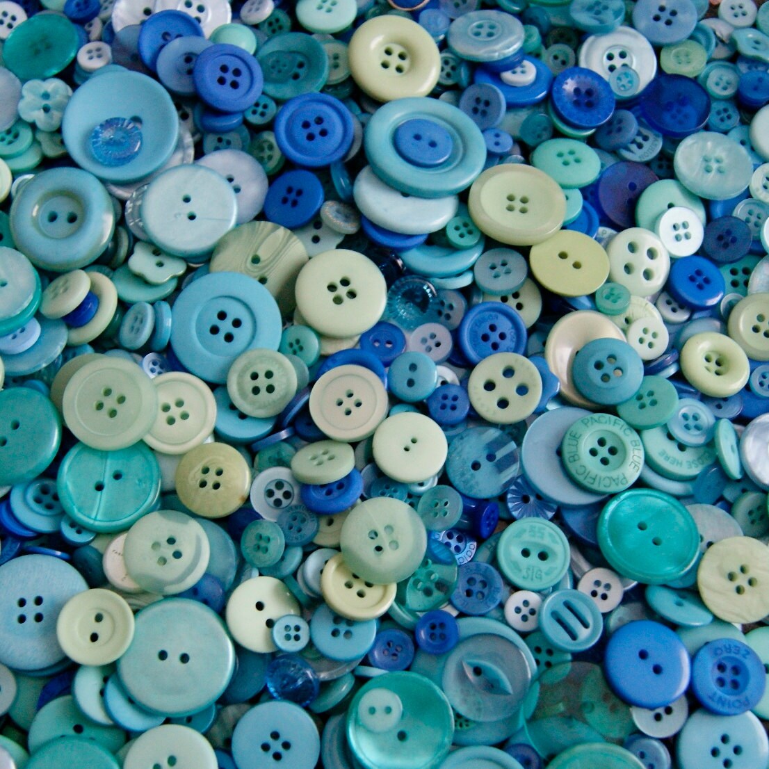 100 Buttons, Waterfall, Ocean Waves, Blues, Sea Greens Buttons ...