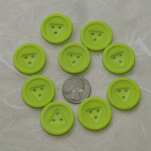 9 Buttons 1 1/8 Buttons, Lime Green Buttons, 3 Hole Matching Buttons AA ...