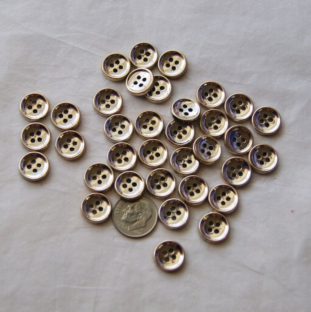 35 Buttons, 1/2" Shiny Pale Gold Buttons Matching Buttons, Sewing ...