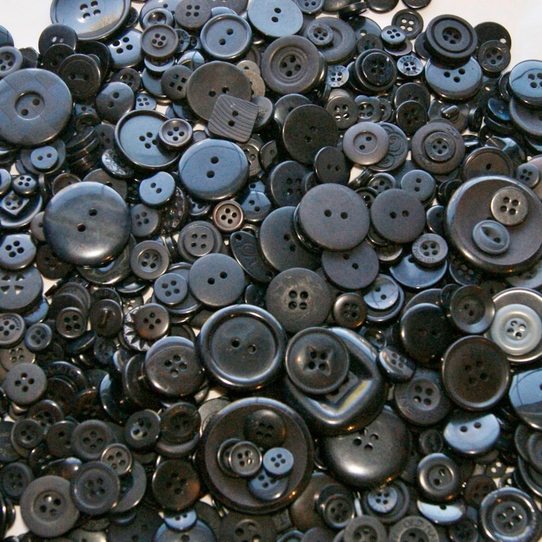 100 Black Button Mix, Assorted Sizes, Sewing Buttons, Craft Buttons ...