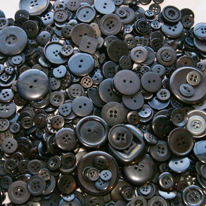 100 Black Button Mix, Assorted Sizes, Sewing Buttons, Craft Buttons ...
