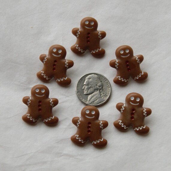 6 Gingerbread Man Buttons Iced Cookie Buttons Shank Back - Etsy