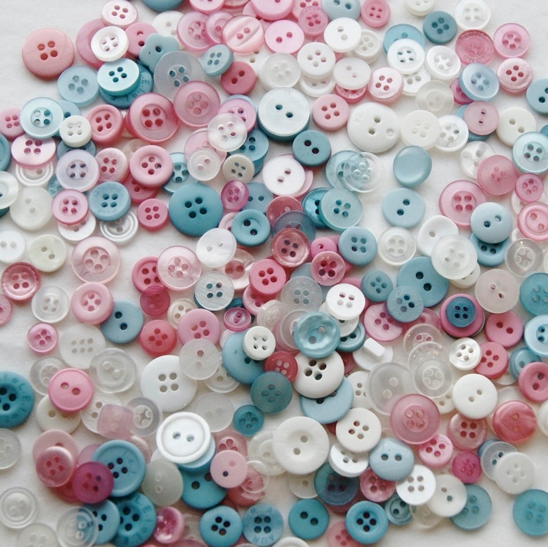 300 Pink Blue White SMALL Button Mix, Perfect Baby Mix Assorted Sizes ...