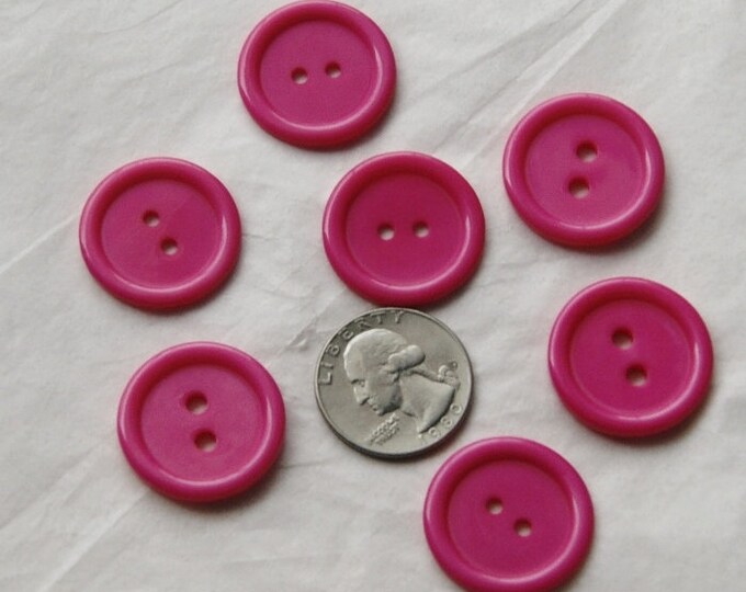 7 Pink Buttons, Hot Pink, 1", 2 Hole, Sewing, Crafting, Jewelry (aj 109 ...