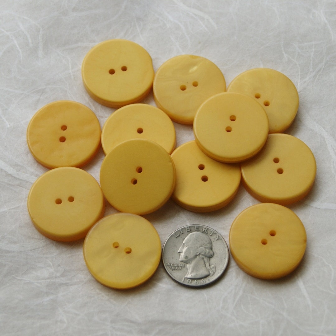 12 Yellow Buttons, Thick Wafer Buttons, 2 Hole, 1 1/8", Very Similar ...