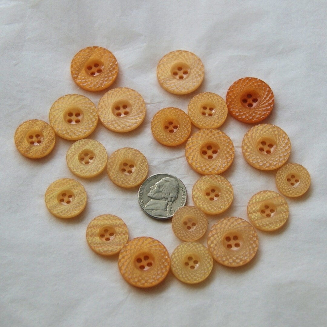 21 Orange Buttons, 7/8 Cut Surface Mixed Matching Buttons, 4 Hole ...