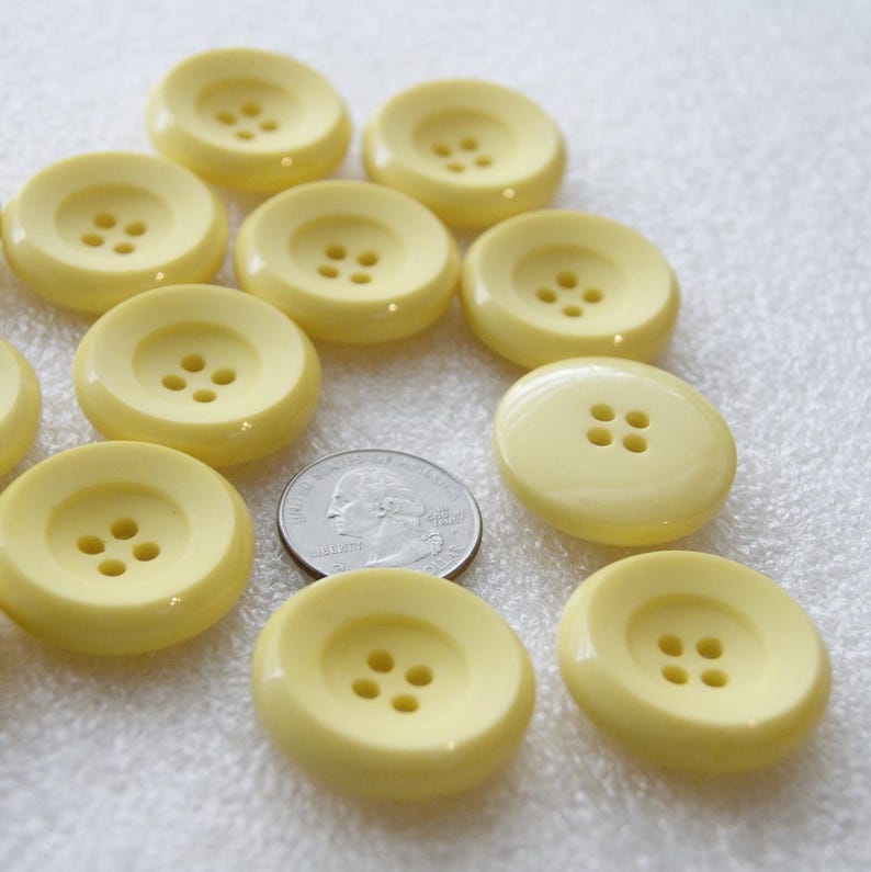 7 Yellow Buttons 1 1/4" Buttons,4 Hole Thicker Buttons, Crafting ...
