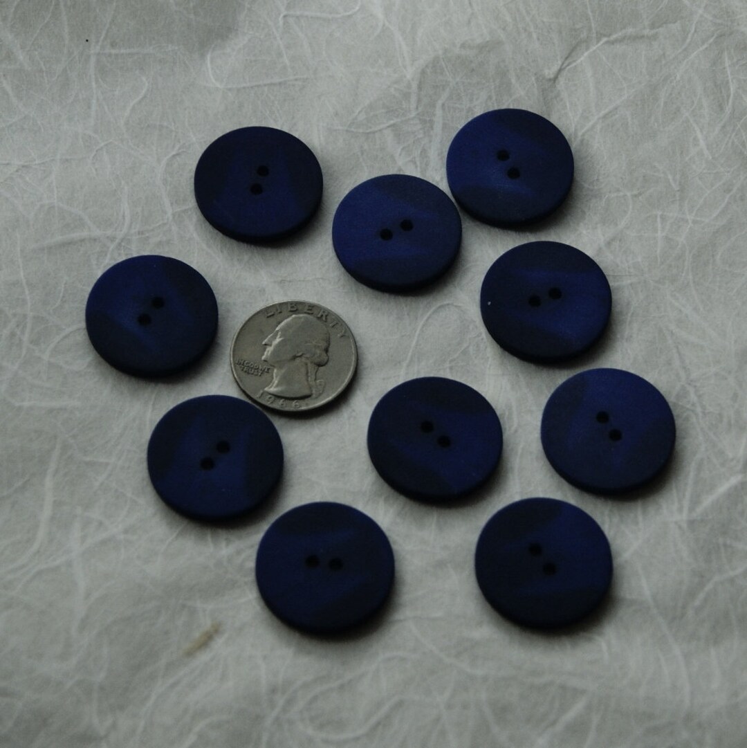 10 Blue Buttons, 1" Dark Blue Matching Buttons, Wafer Style Sewing ...