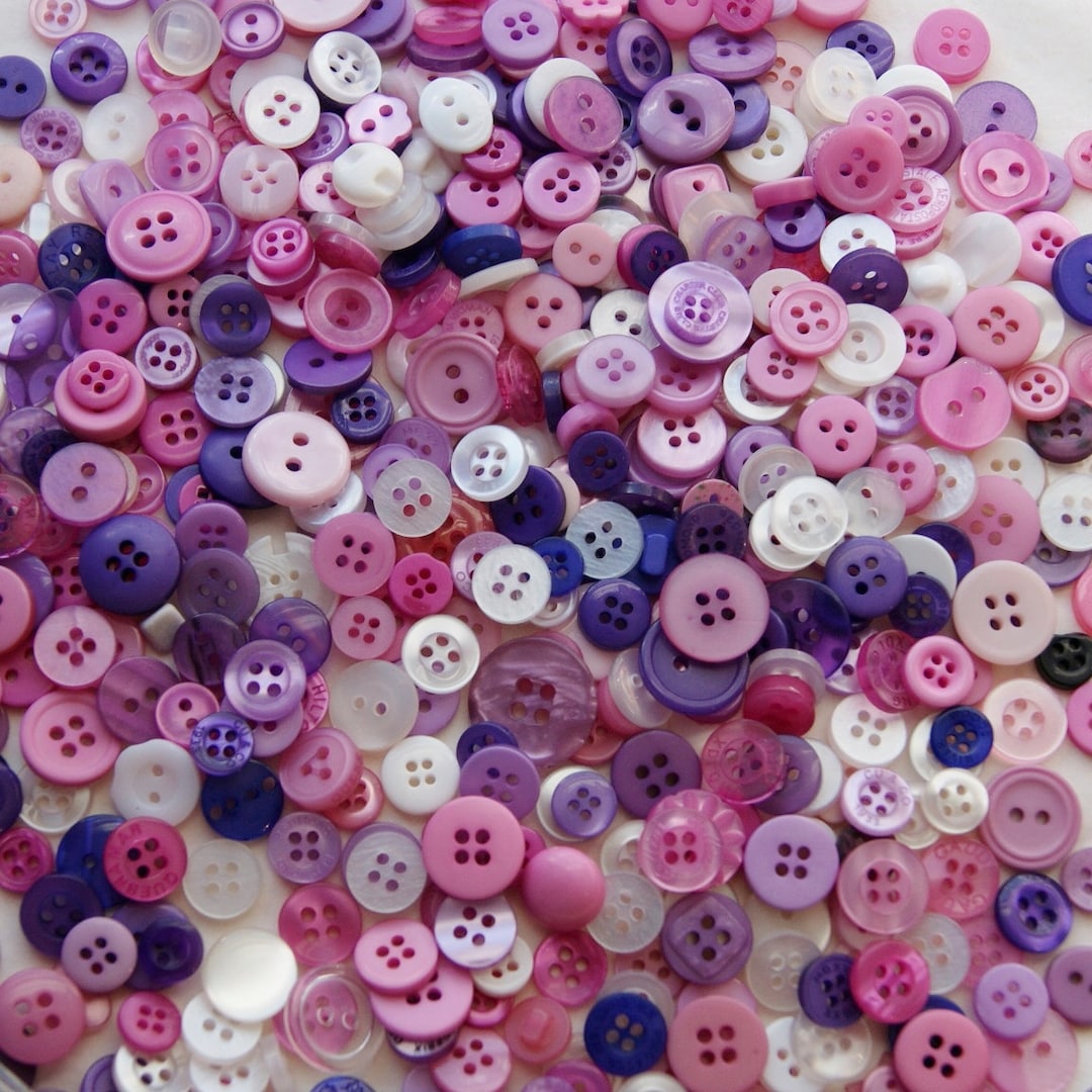 500 Small Pink Purple White Button Mix, Fairy Princess Mix, Assorted ...