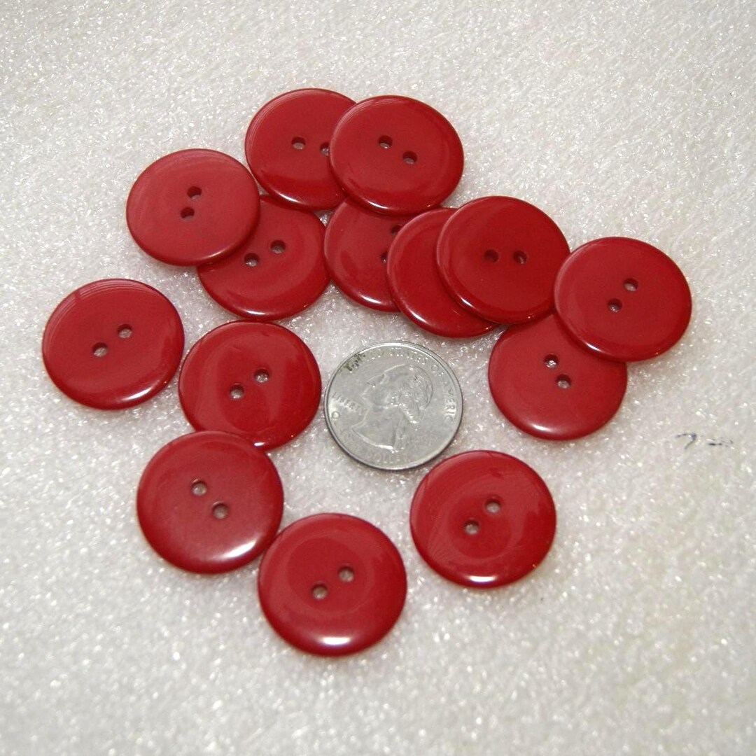 Red Buttons, 1" or 7/8" Red Buttons, Sewing Crafting, Jewelry, Collect ...