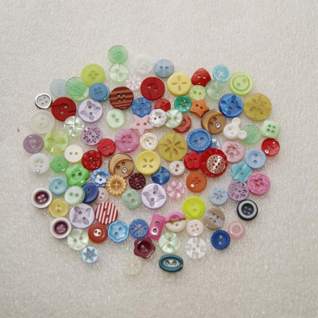 100 Mixed Buttons, Shapes and Designs, Rainbow, Art Buttons, Sewing ...