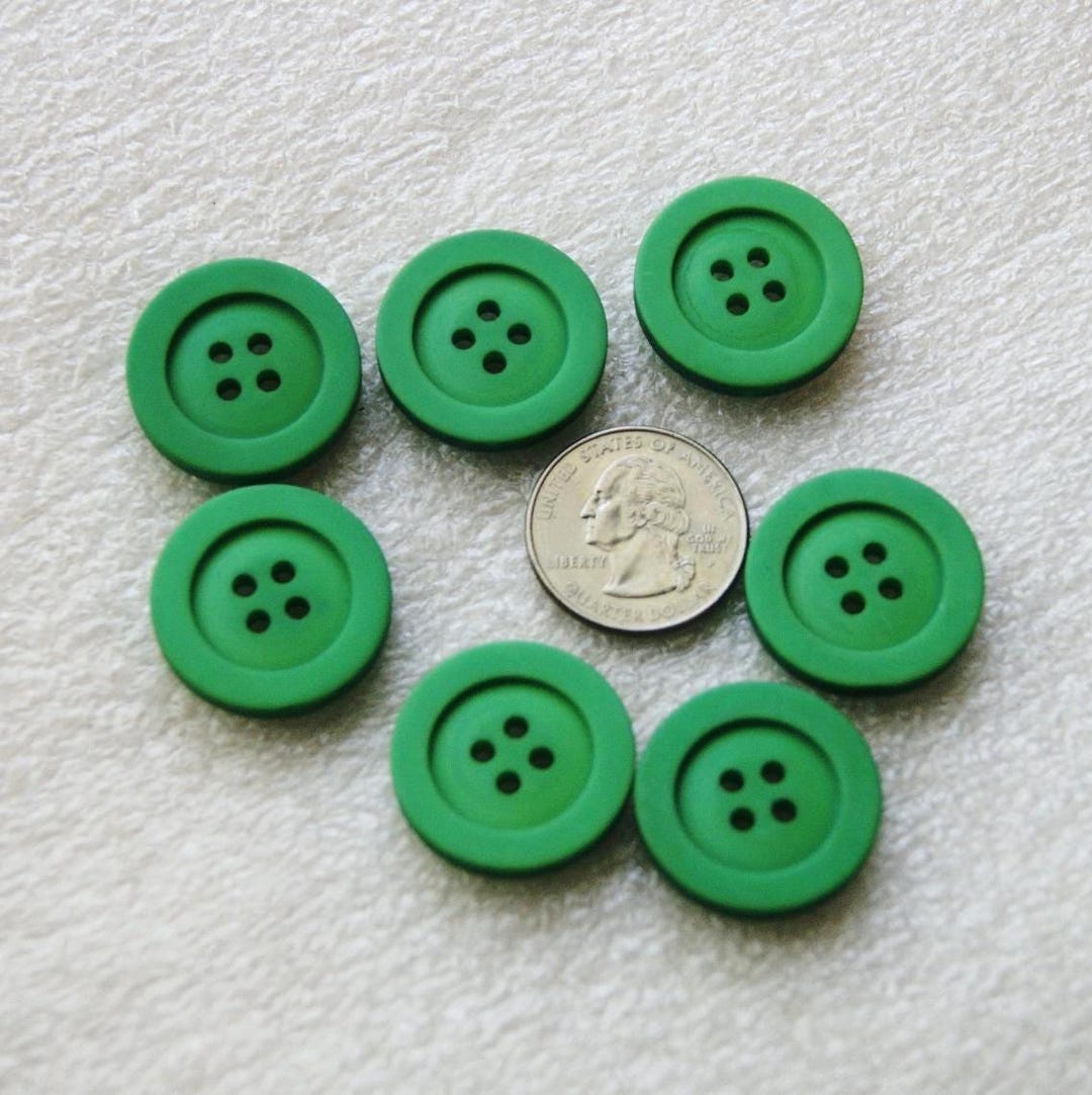 7 Buttons Large 1" Buttons, Green Matching Buttons, Sewing, Crafting ...