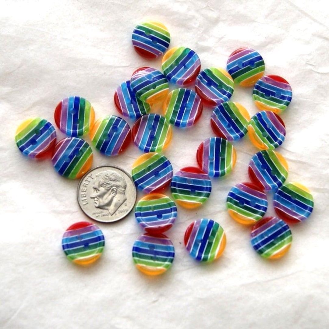 15 Rainbow Stripe Buttons, 1/2", 2 Hole, Plastic Resin (SB 823) - Etsy