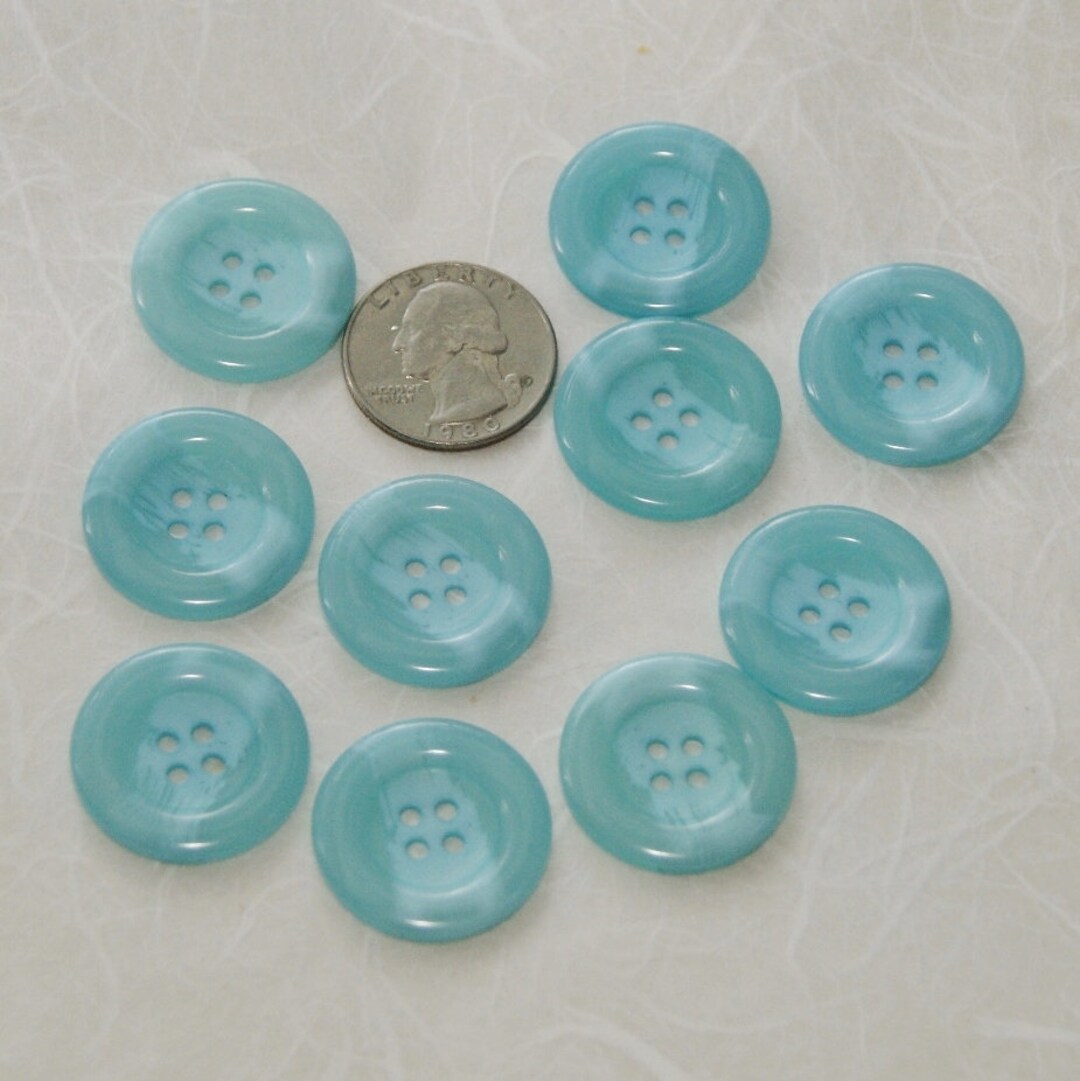 10 Blue Buttons, Aqua Blue, Sky Blue Large Matching Buttons, 1", 4 Hole ...