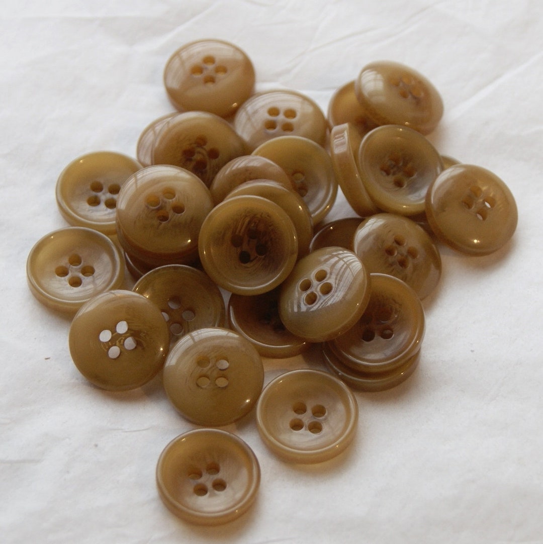 30 Buttons, Brown, Concave Center 4 Hole, Sewing Crafting Buttons ...
