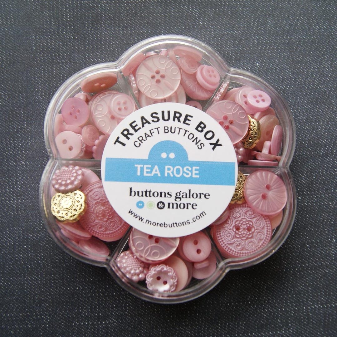 Pink Buttons, Tea Rose Treasure Box by Buttons Galore, Craft Buttons ...