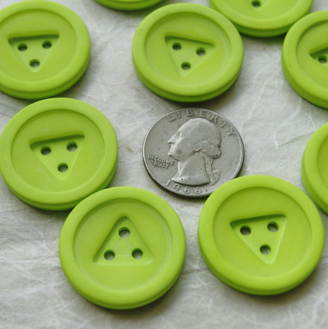 9 Buttons 1 1/8" Buttons, Lime Green Buttons, 3 Hole Matching Buttons ...