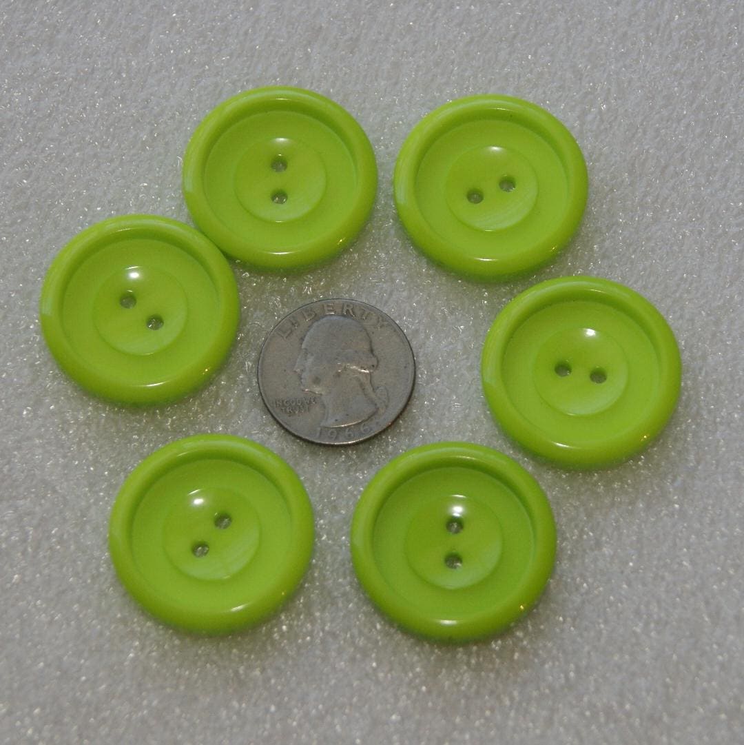 6 Lime Green Buttons, Spring Green 1 1/4 Matching Buttons, Sewing ...