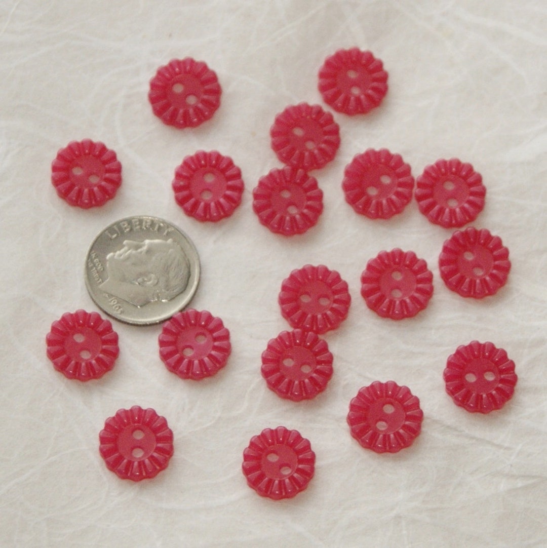 18 Pink Buttons, 1/2" , 2 Hole Flower Pedle Pressed Rim, Matching ...