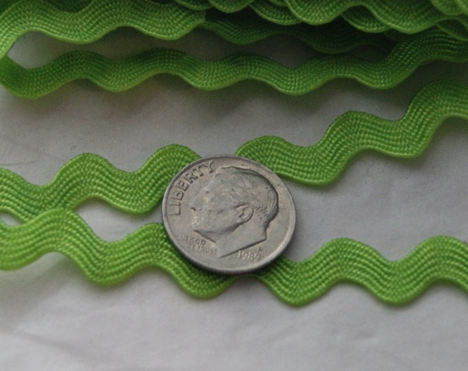 5 Yards Apple Lime Green Ric Rac Trim Ribbon 3/8 Inch, Hair Bows, Scrap ...