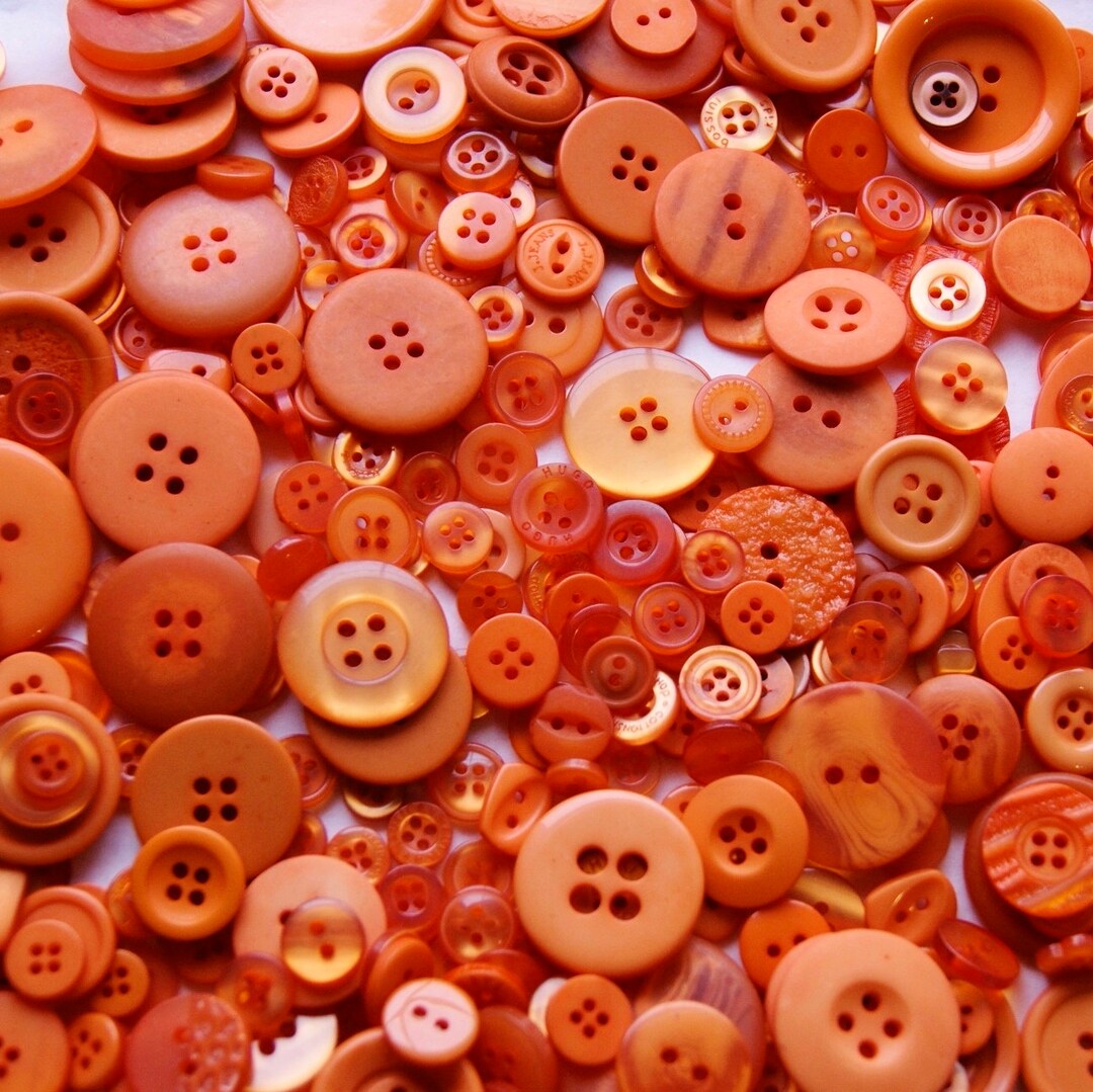 100 Orange Buttons, Brunt Orange, Pumpkin Orange Buttons, Assorted ...