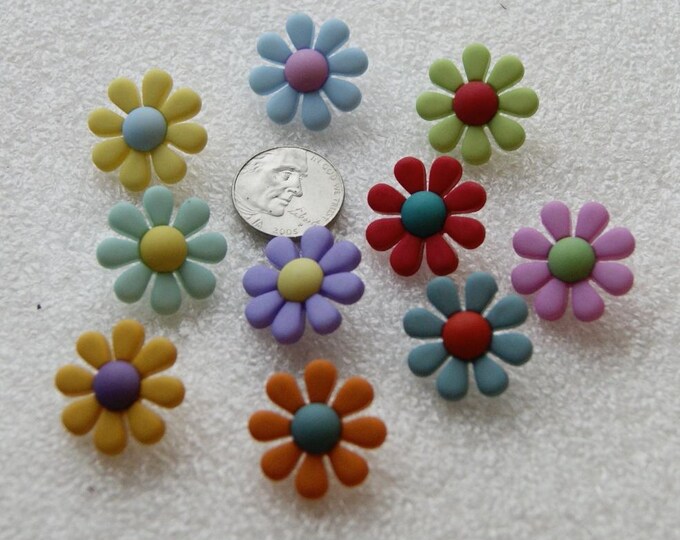 Flower Buttons, 10 Pastel Rainbow Flower Mix, 7/8" , Fancy Flower Mix ...