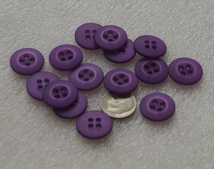 15 Purple Buttons, Satin Shimmer, 11/16" 4 Hole Sewing, Matching ...