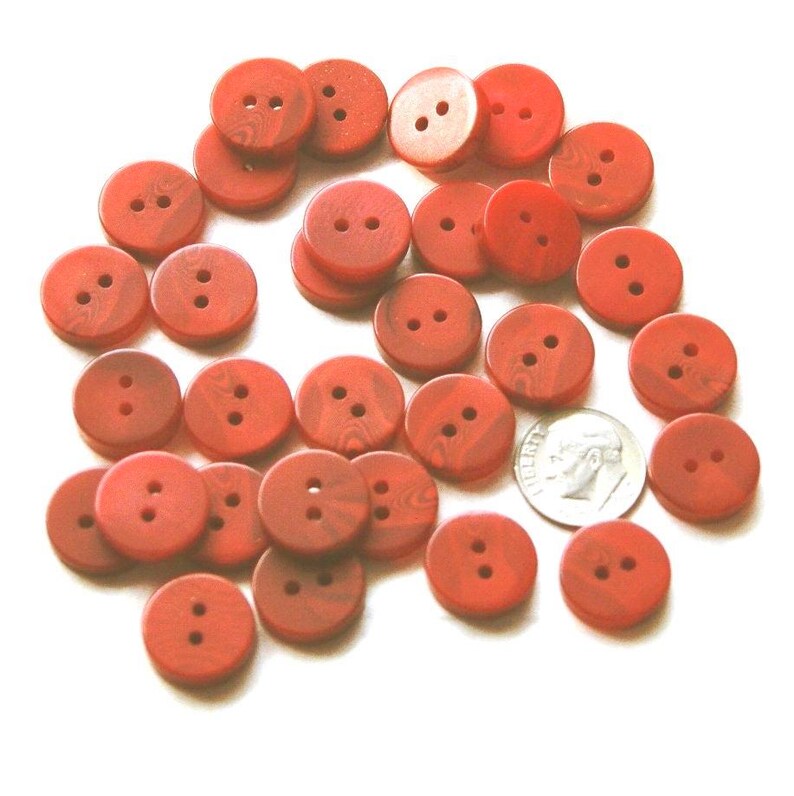 30 Red Buttons, Two Tone, 9/16" Wafer Style Buttons, Flat Both Sides ...