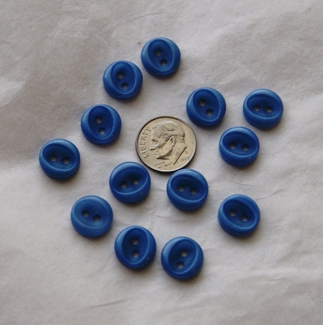 23 Blue Buttons, 1/2" Dark Blue Matching Buttons, 2 Hole, Oval Concave ...