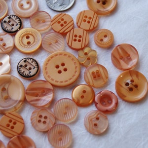 45 Buttons, Collection of Sizes, Shapes and Patterns, Coral Orange ...