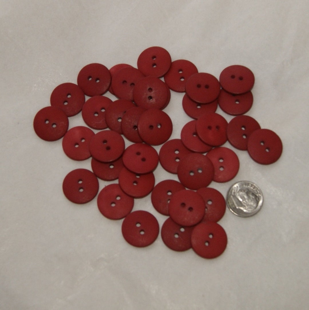 37 Red Buttons, 11/16 Deep Red Matching Buttons, Sewing, Grab Bag ...