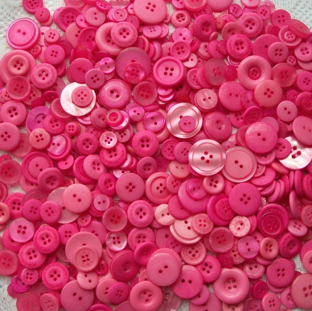 50 Pink Buttons, Medium Pink Assorted Sizes, Sewing, Grab Bag, Crafting ...