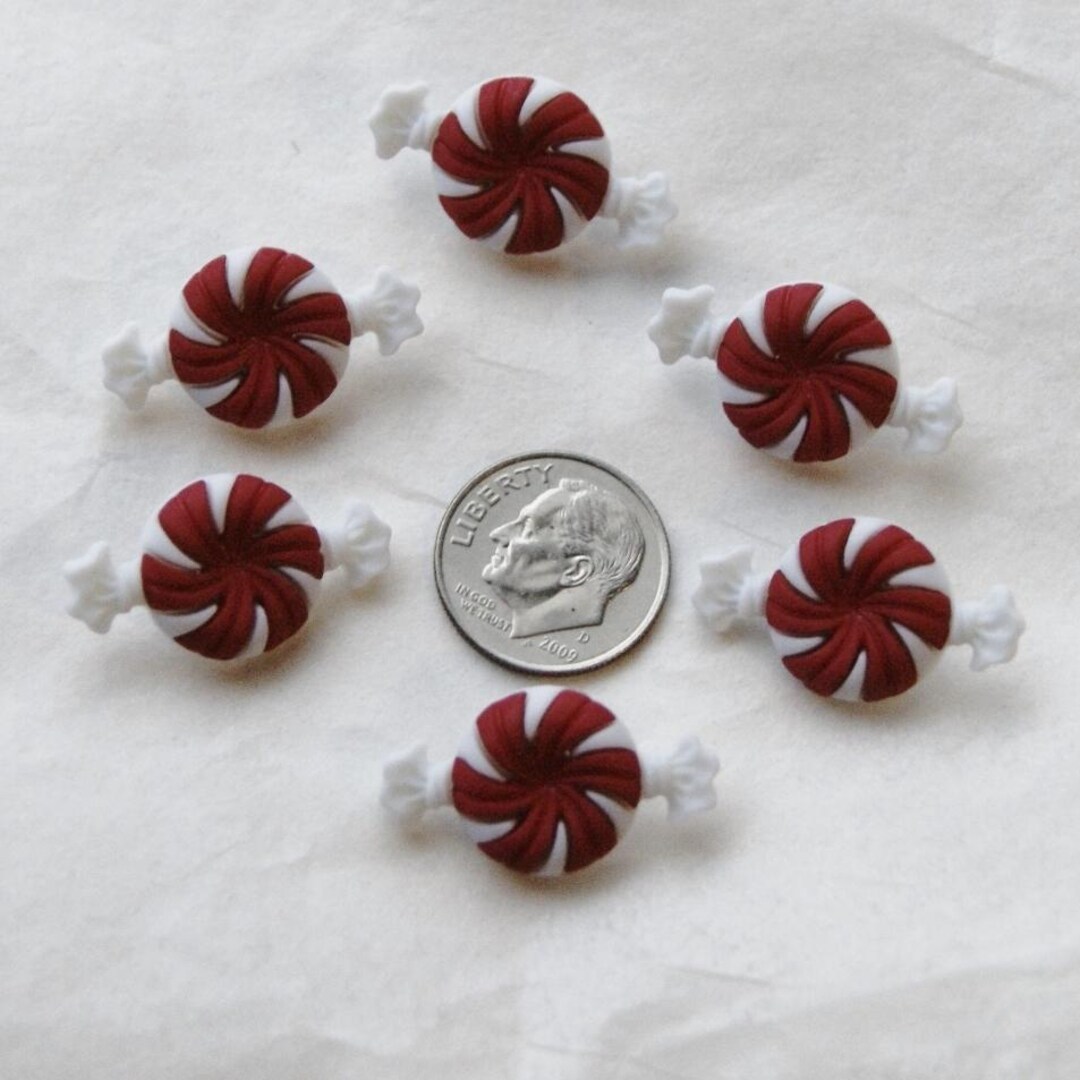 6 Buttons, Peppermint Candy Matching Buttons, Shank, 1" Sewing Buttons ...