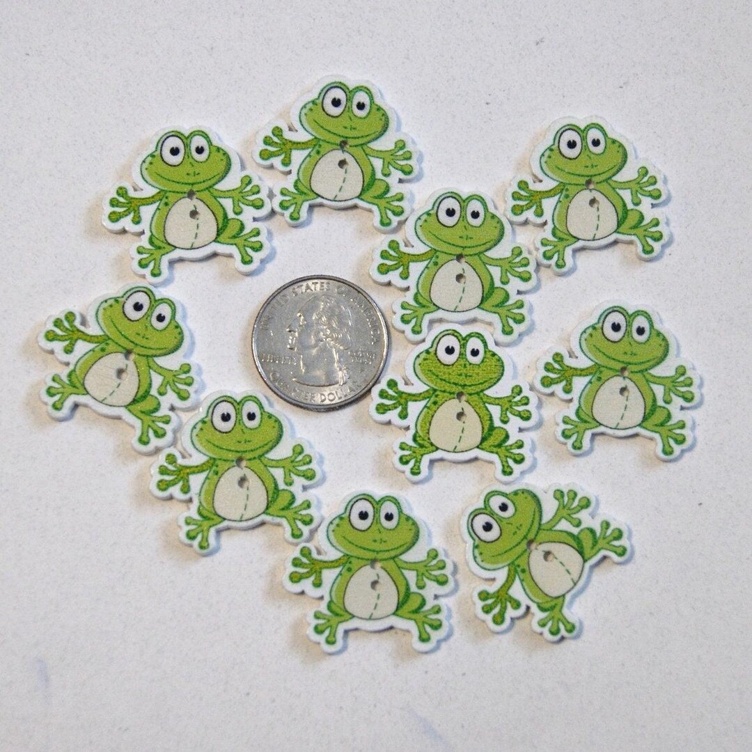 10 Buttons, Frog Buttons Wood Buttons 2 Hole (at 80) - Etsy