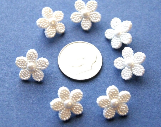 7 White Dainty Daisy Flower Buttons Shank Back Buttons, Pearl White ...