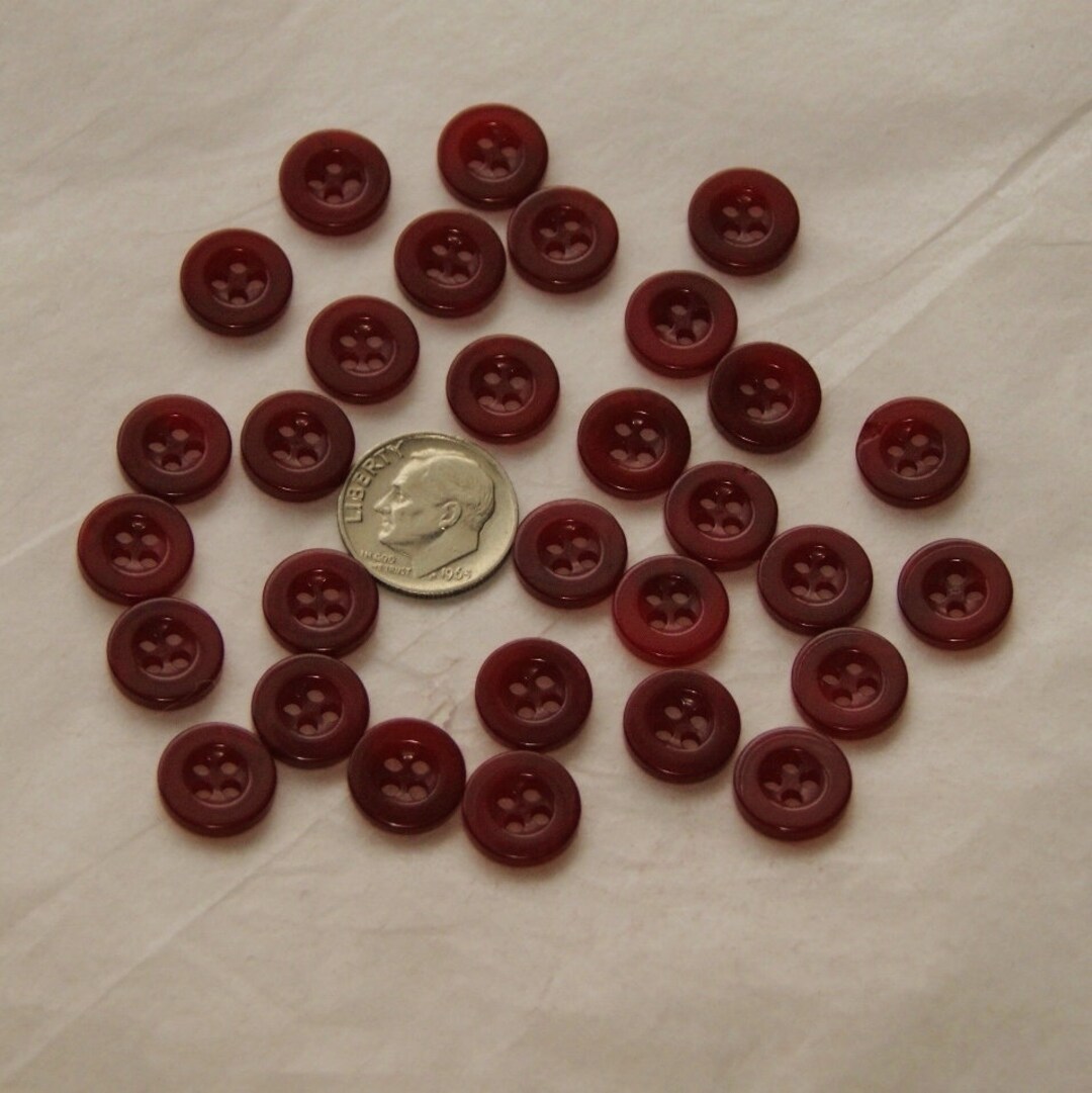 30 Red Buttons, 7/16, 4 Hole Brick Red Cranberry Matching Buttons, SB ...