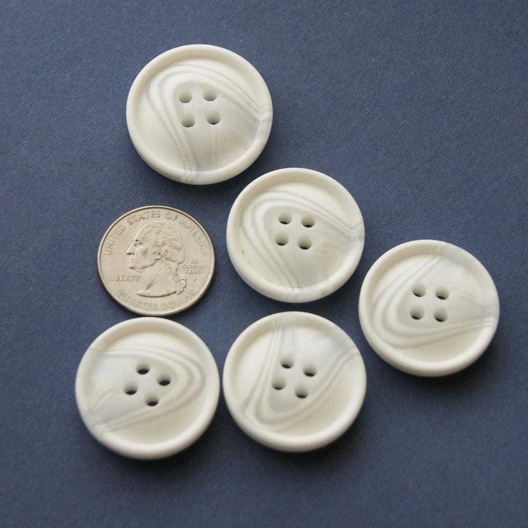 5 White Buttons, 1 1/8" - 1 1/4" Swirled Two Tone, Matching Buttons ...