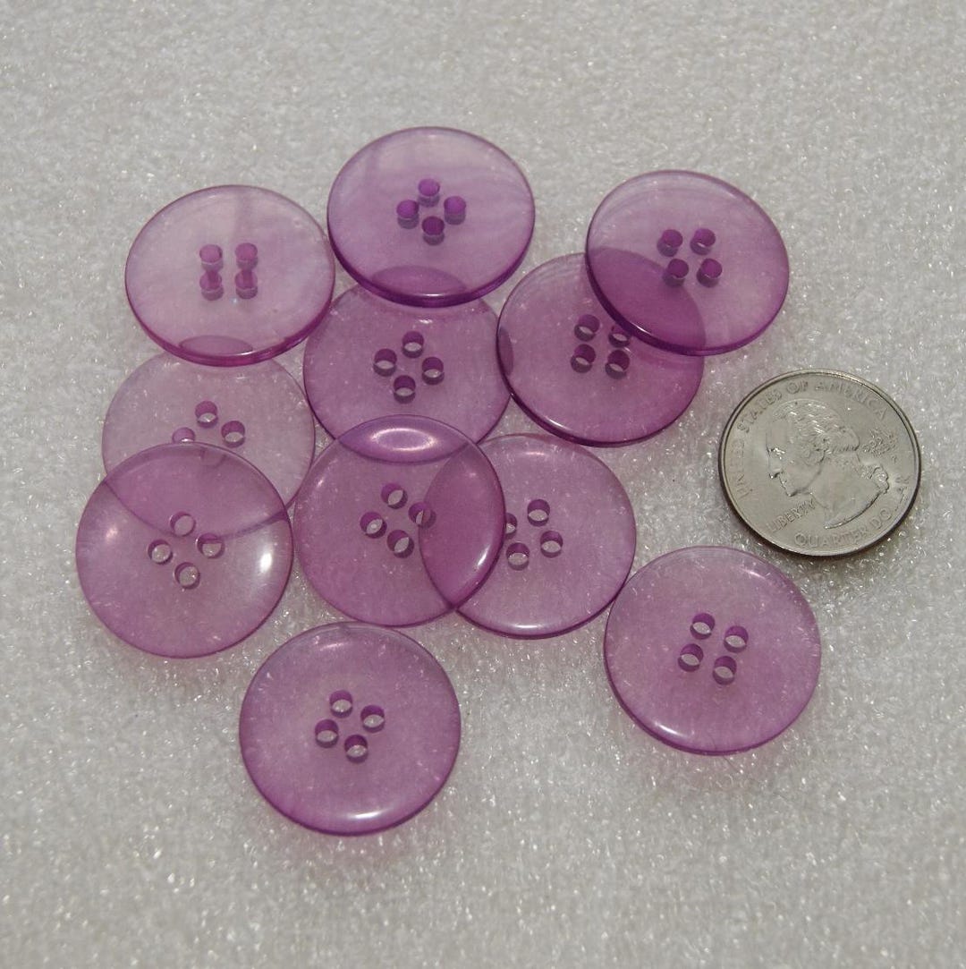 11 Purple Buttons, 1" Clear Buttons, Sewing, Crafting, Jewelry (A 43 ...