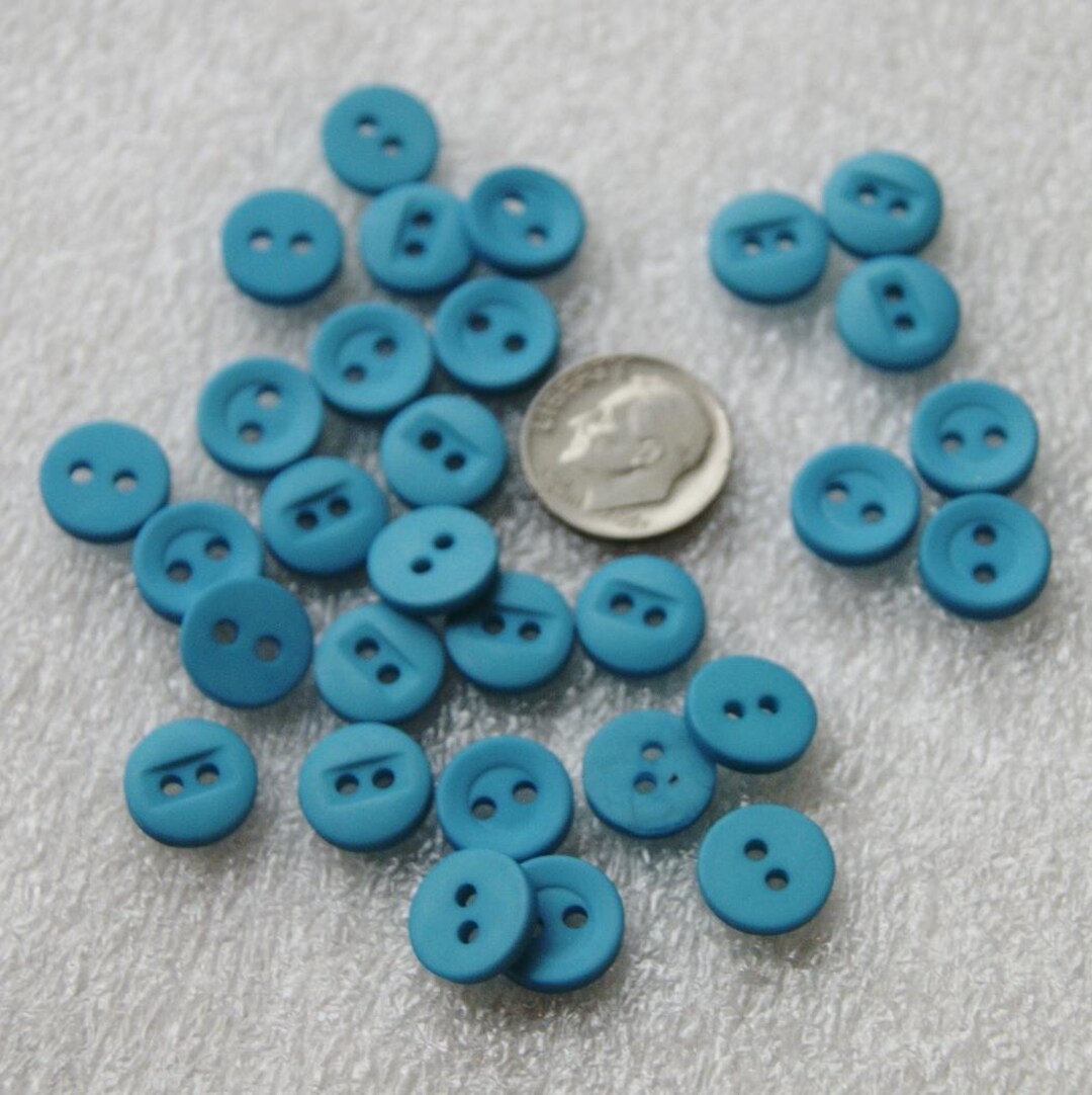 30 Blue Teal Turquoise Buttons, 7/16" Matching Buttons 2 Hole, Dots and ...
