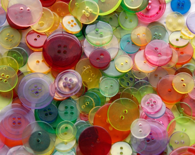 100 Buttons Transparent Clear Button Mix, Rainbow Color Mix Random ...