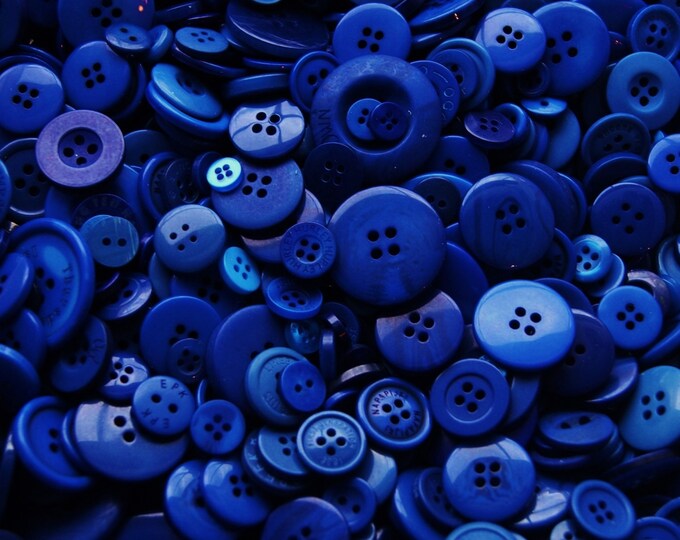 100 Dark Blue, Assorted Buttons, Royal Blue Assorted Size Mix Grab Bag ...