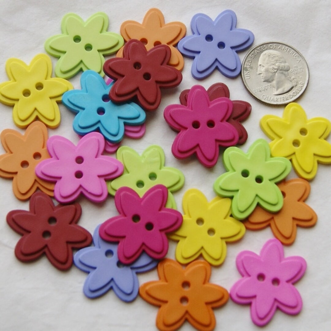 7 Large Flower Buttons, 1 1/8", 2 Hole Sew Through (SB 22) - Etsy