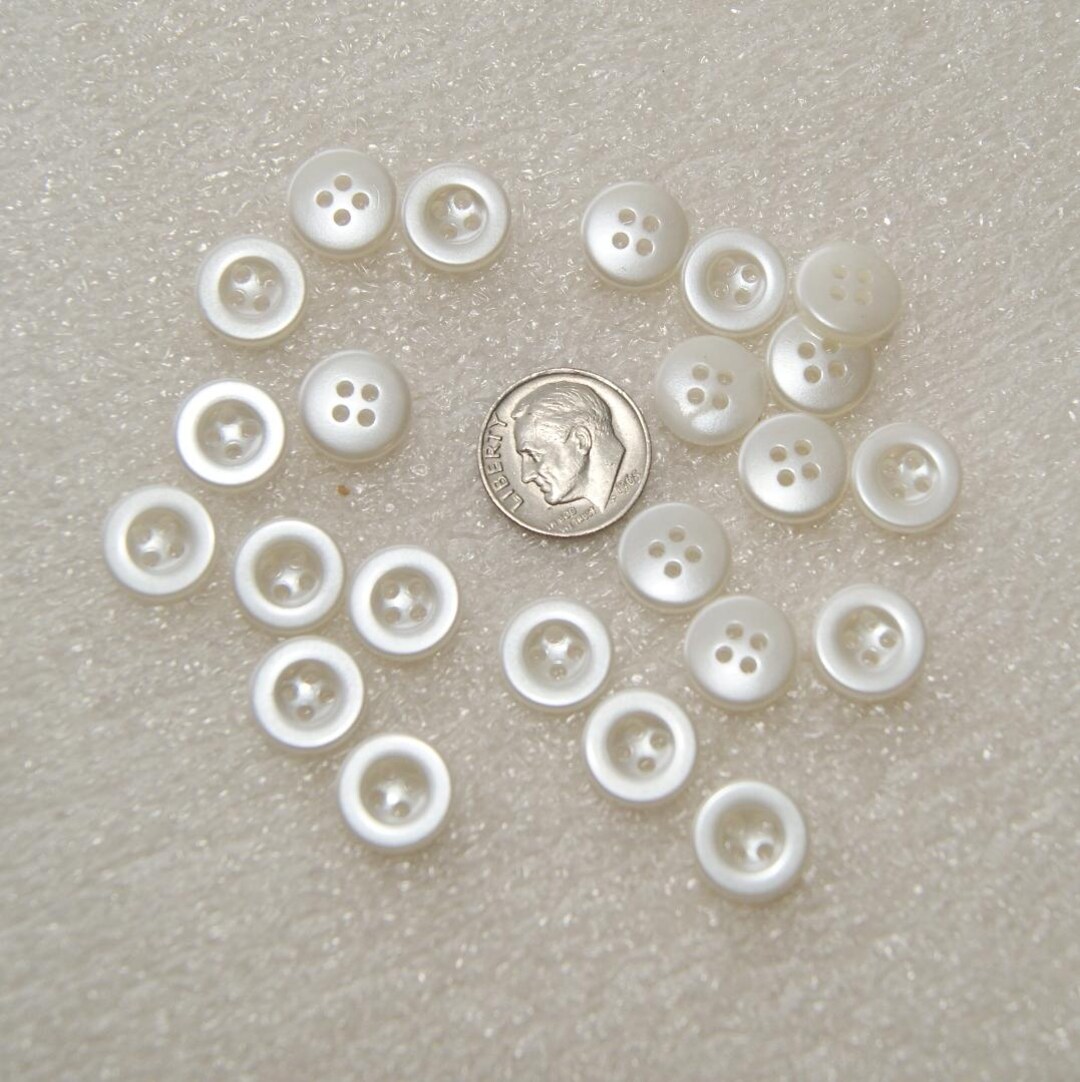 23 Iridescent Pearl White Buttons, 7/16" Matching Buttons, Pearled, 4 ...